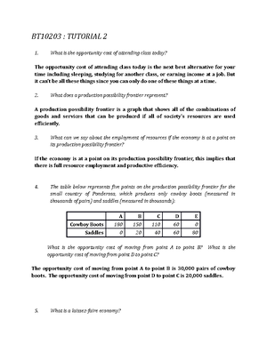 Tutorial 5 Answer - BT10203 : TUTORIAL 5 1. What role do households play in output markets and ...