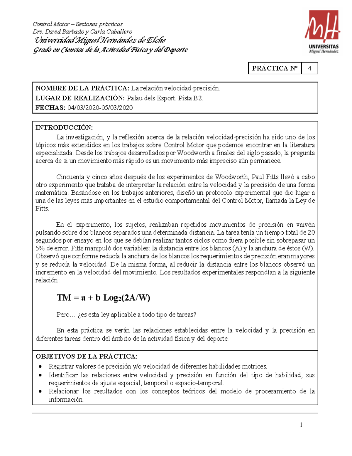 Práctica 4. Relacion velocidad precision resuelta - Warning: TT: undefined function: 32 Warning ...