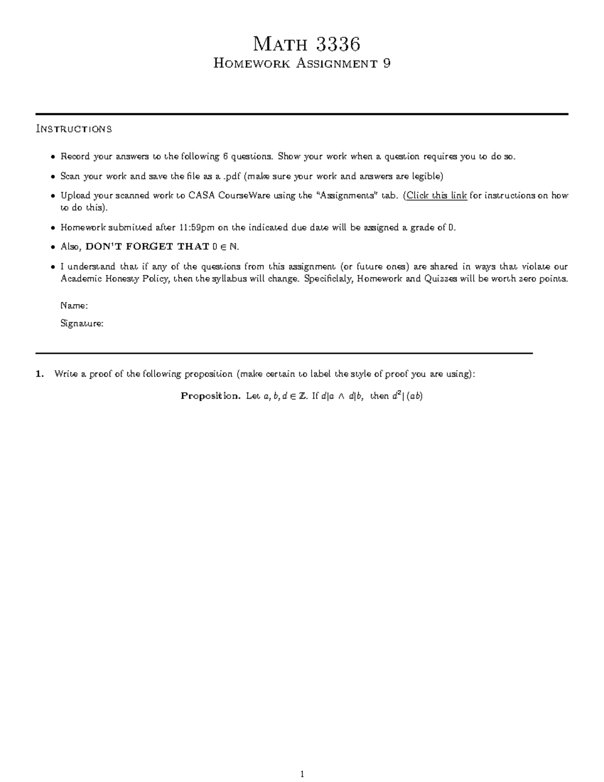 Discrete HW 9 - homework - Math 3336 Homework Assignment 9 Instructions Record your answers to ...