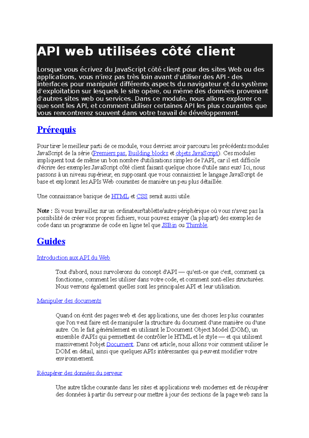 API web utilisées côté client - API web utilisées côté client Lorsque vous écrivez du JavaScript ...