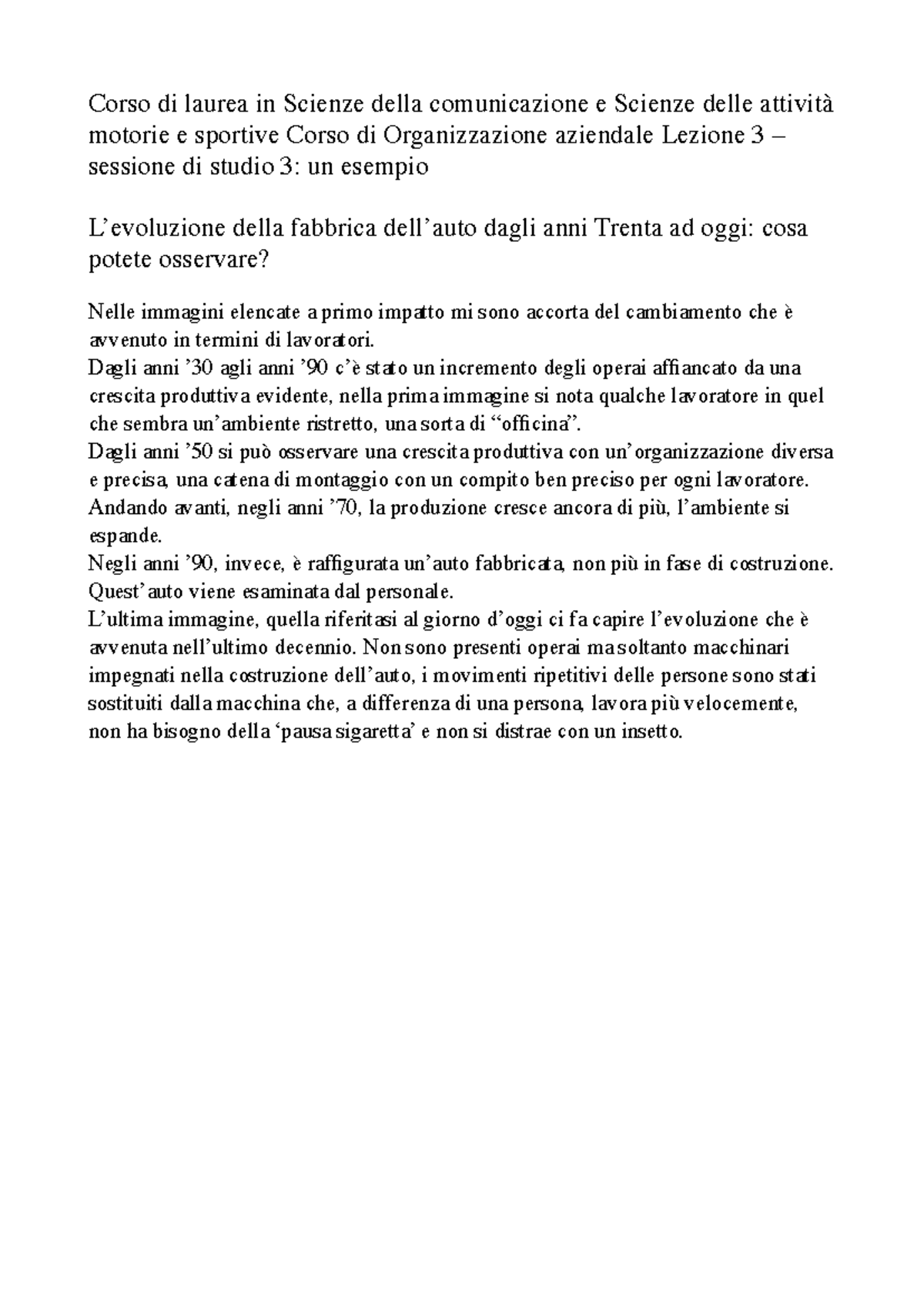 Compito lezione 3 - Corso di laurea in Scienze della comunicazione e Scienze delle attività ...