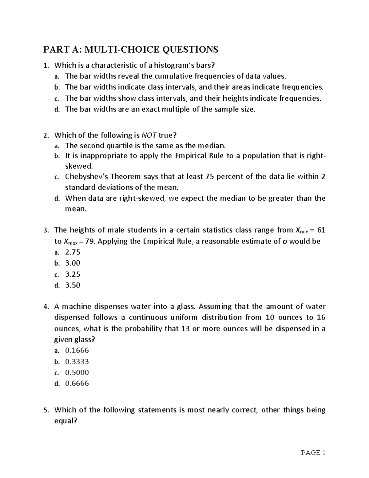 Midterm Practice Problems - PART A: MULTI-CHOICE QUESTIONS 1. Which is ...
