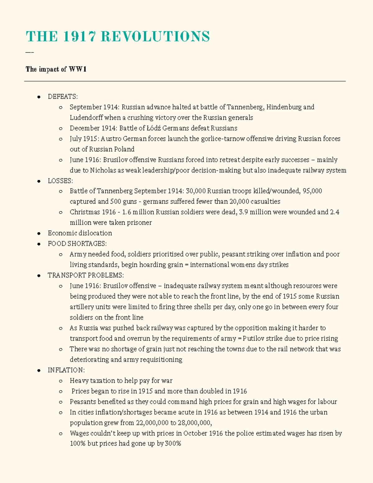 The 1917 Revolutions - THE 1917 REVOLUTIONS ___ The impact of WW ...