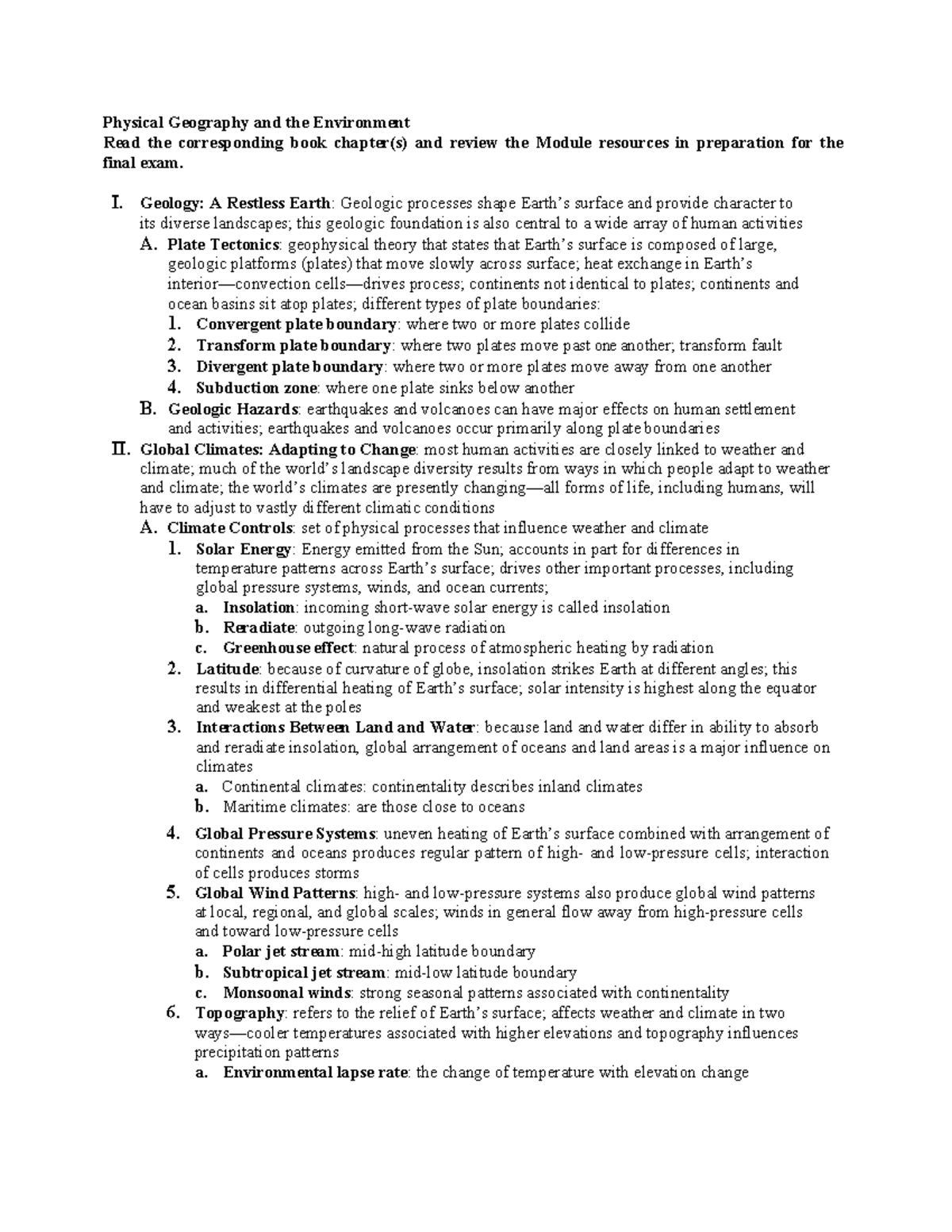 Physical+Geography+and+the+Environment+study+guide - Physical Geography ...