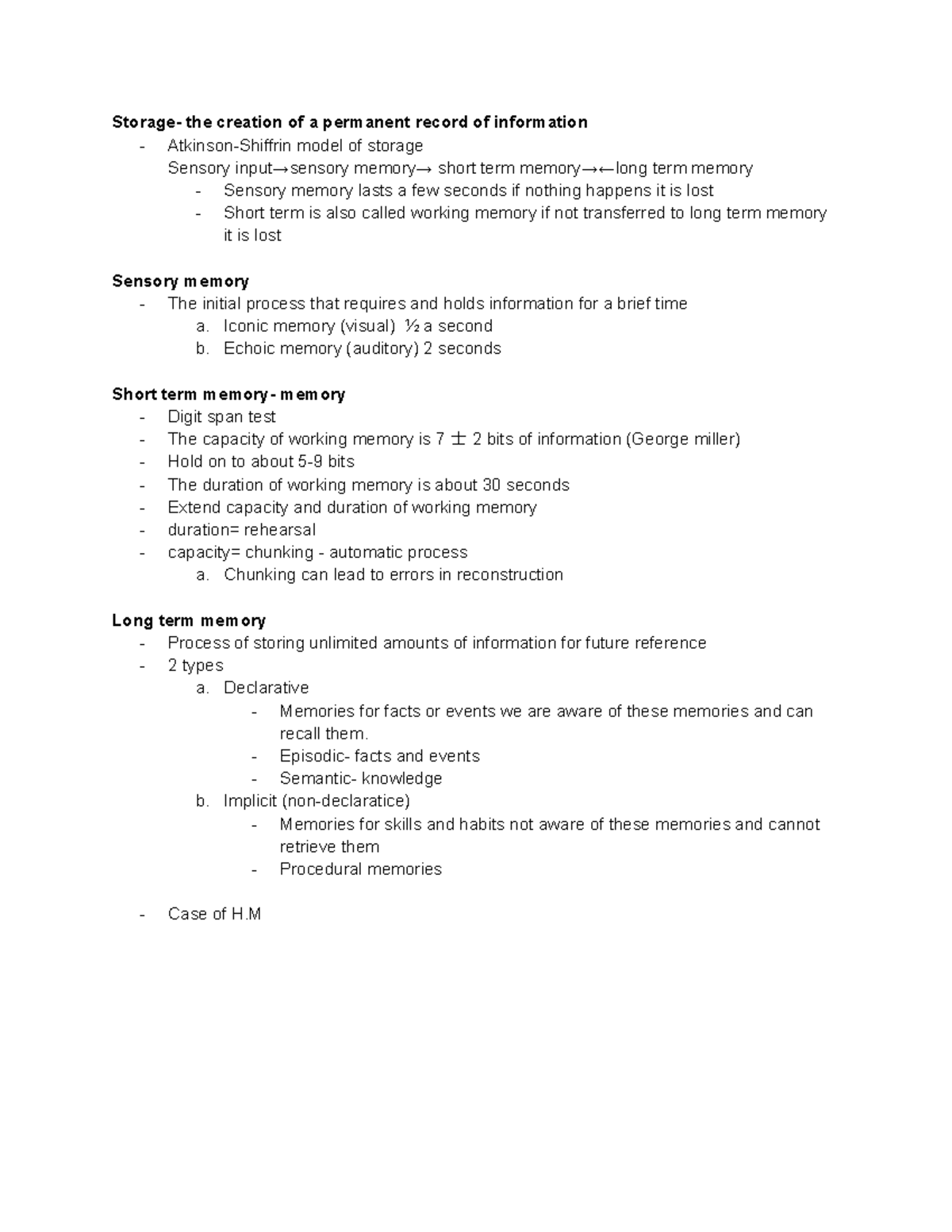 Memory process - Psych notes from textbook reading - Storage- the ... Memory process - Psych notes from textbook reading - Storage- the ...