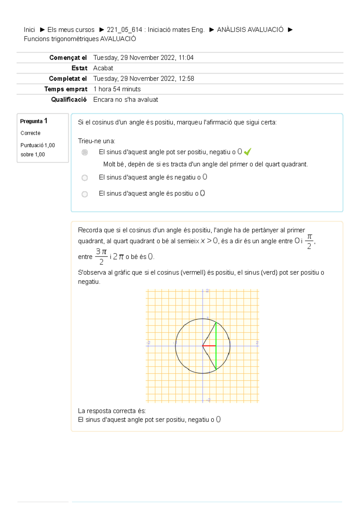 PAC7 - Funcions trigonomètriques Avaluació - Inici Els meus cursos 221 ...