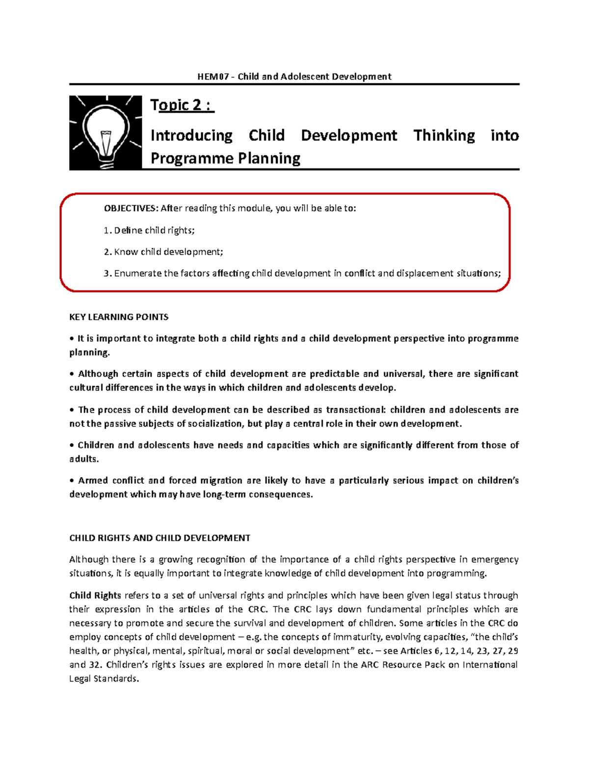 Topic 2-Introducing Child Development Thinking into Programme Planning ...