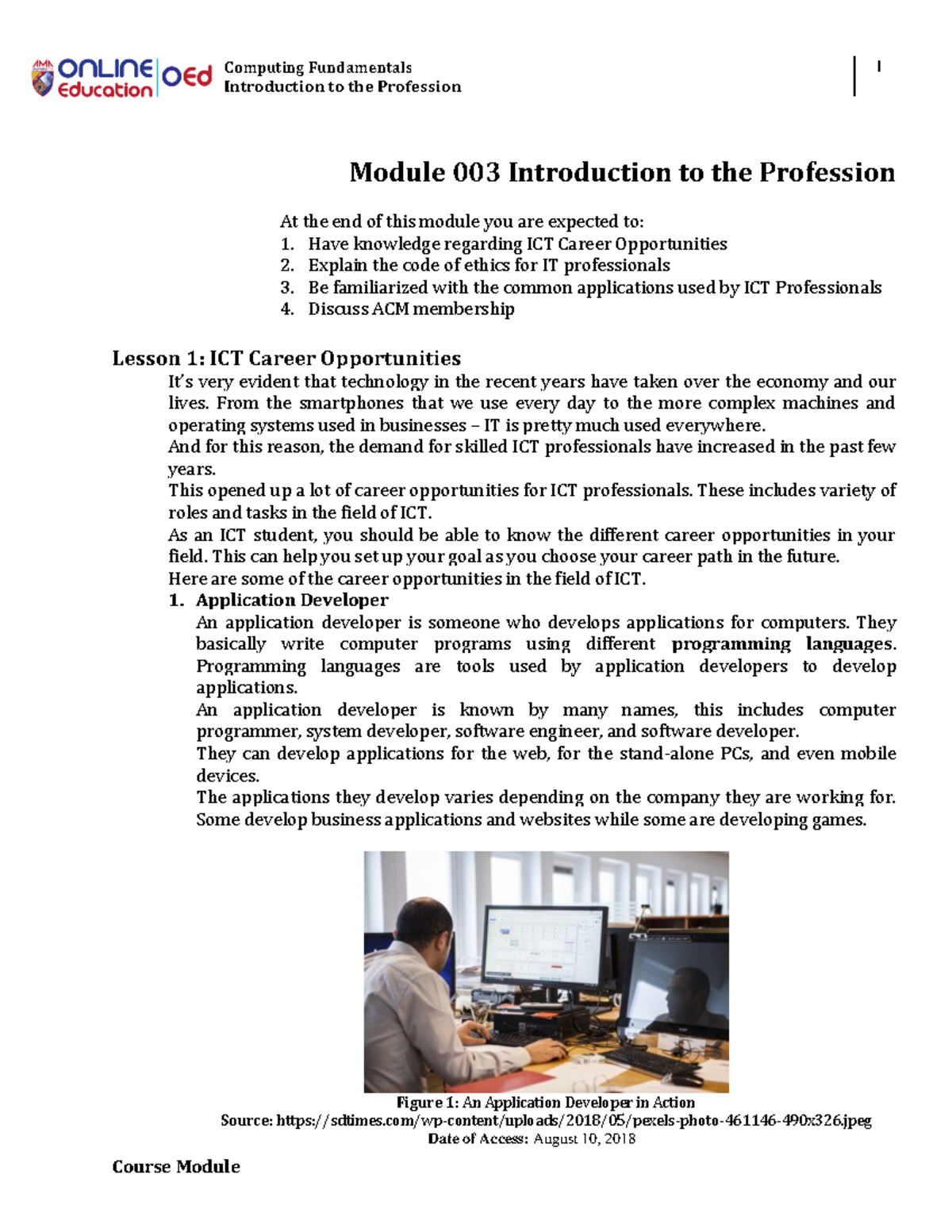 Week 3 - Introduction to the Profession - Computing Fundamentals Introduction to the Profession ...
