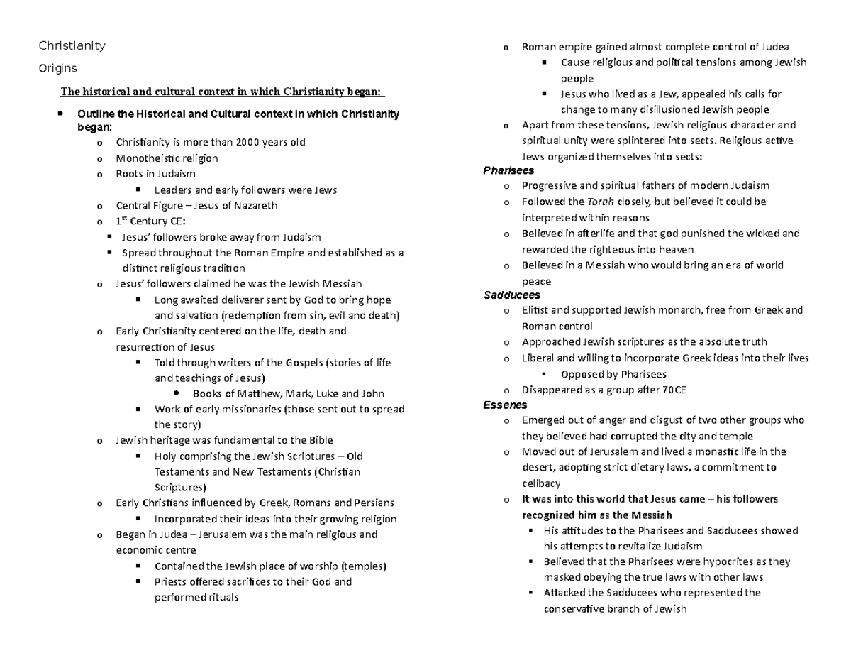3. Christianity - n/a - Christianity Origins The historical and ...