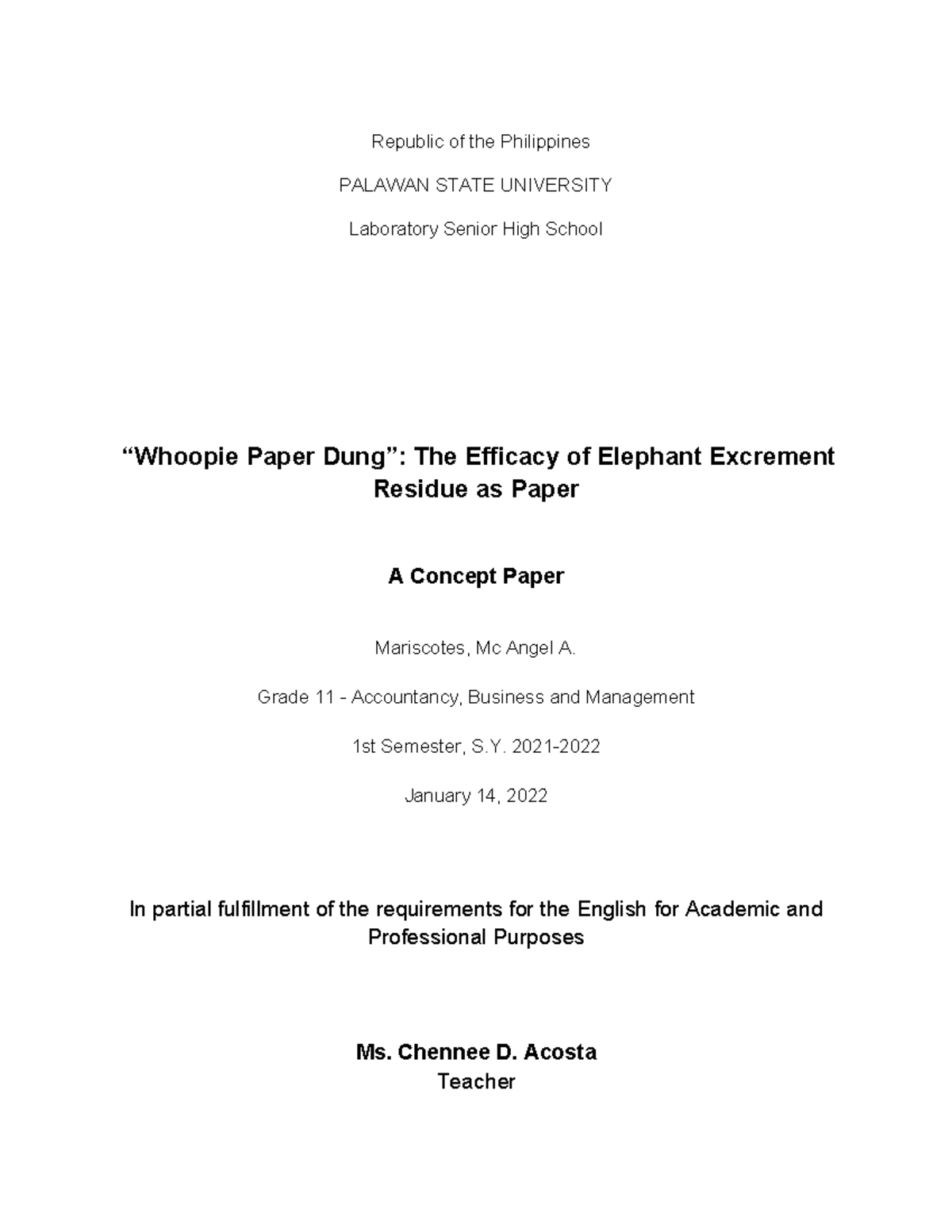 Angel Mariscotes - Eappm 2L2 - Final Concept Paper - Republic of the ...