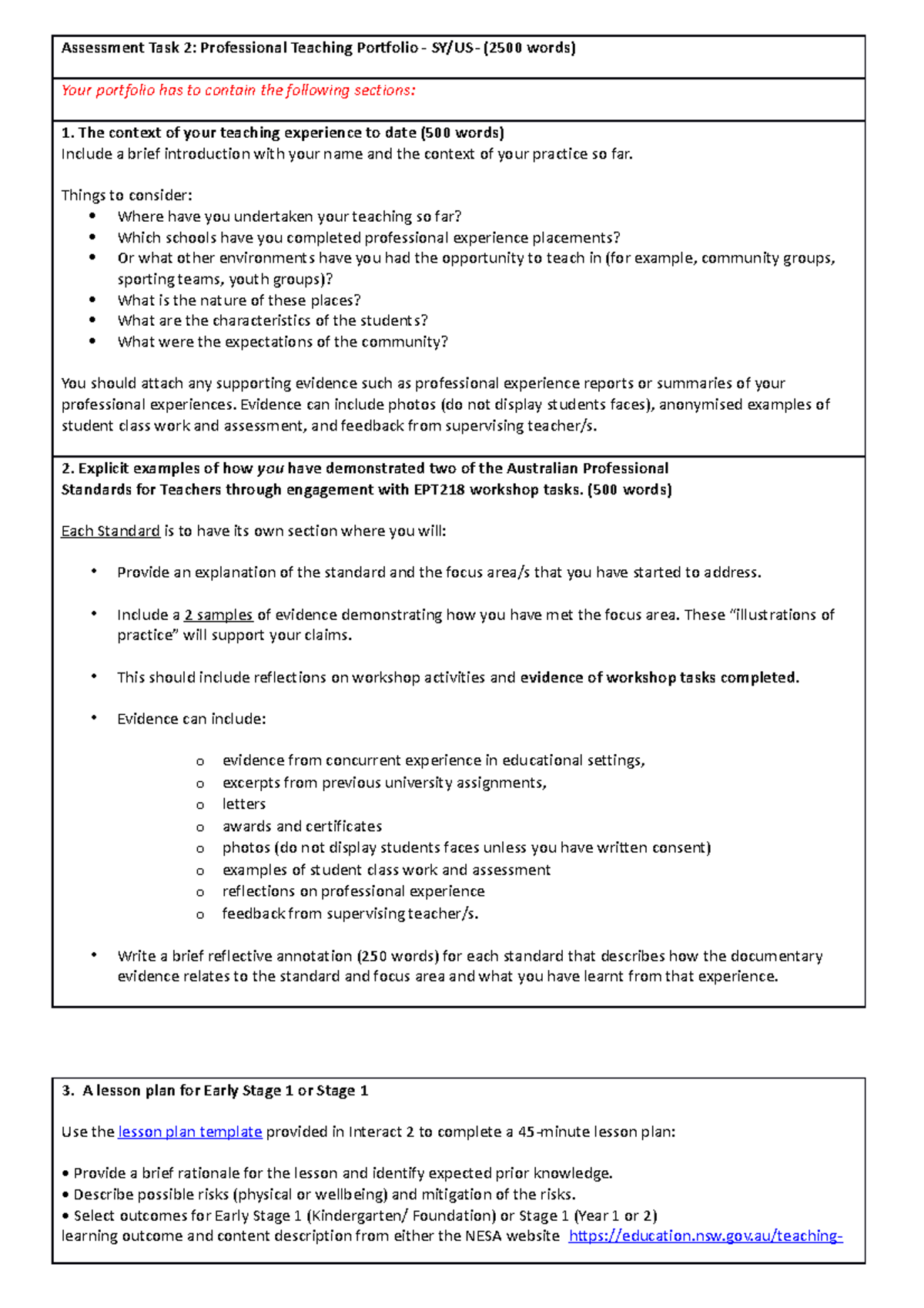 EPT218 Asssessment Task 2 outline - scaffold (2023) - Assessment Task 2 ...