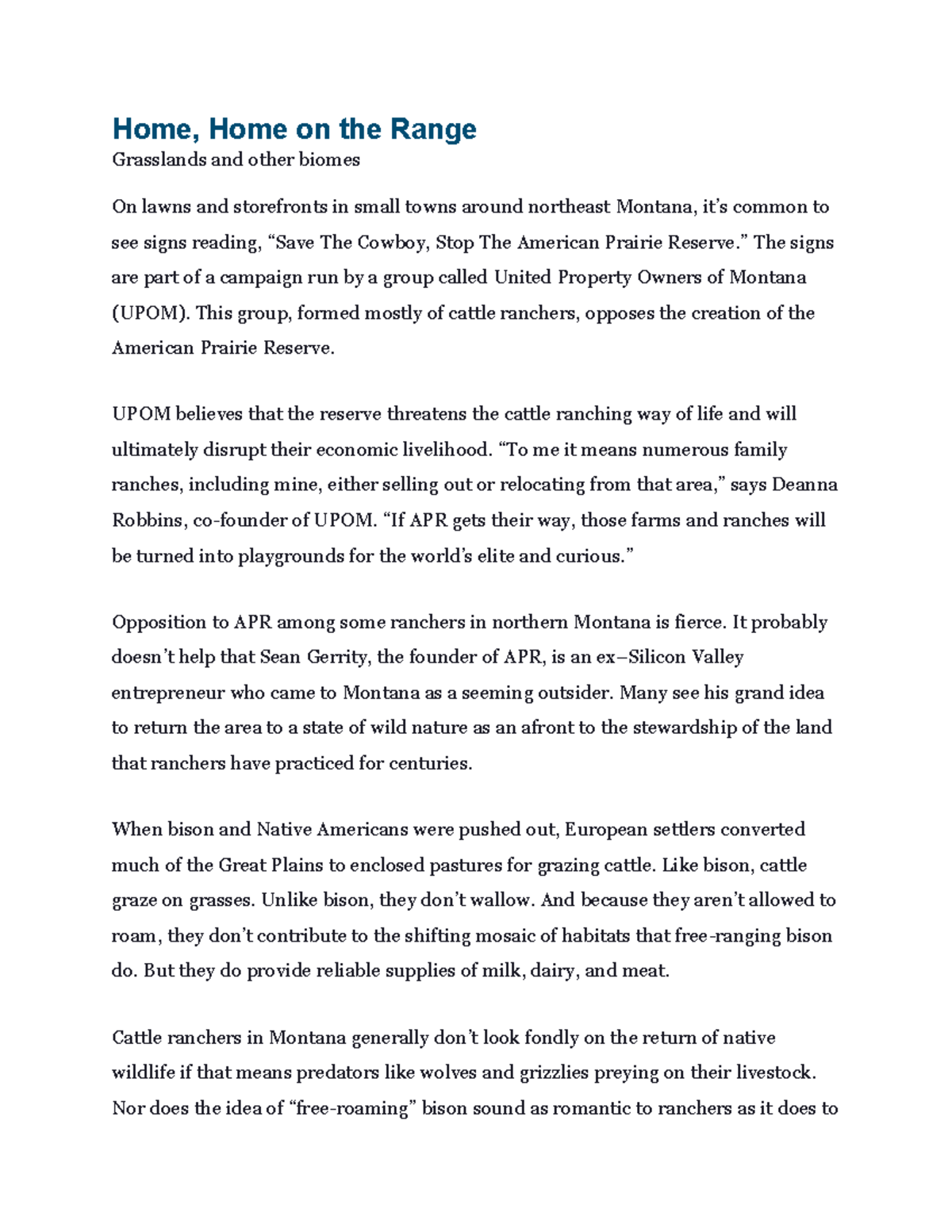 Bio ch. 22.4- Home, Home on the Range - Home, Home on the Range ...