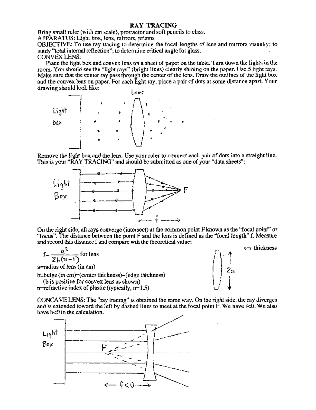 Ray tracing question - RAY TRACING Bring small ruler (with cm scale ...