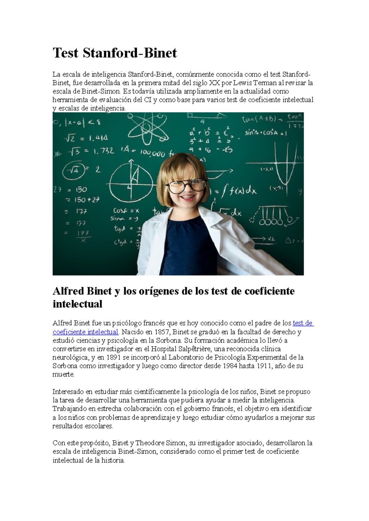 Test Stanford Binet-Recuento histórico general - Test Stanford-Binet La ...