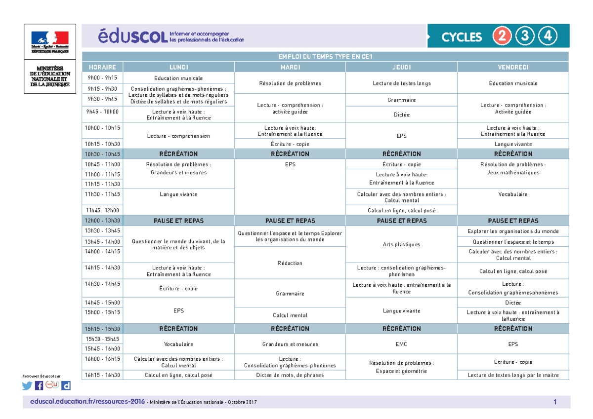 emploi ce1 2020 - eduscol.education/ressources-2016 - Ministère de l ...