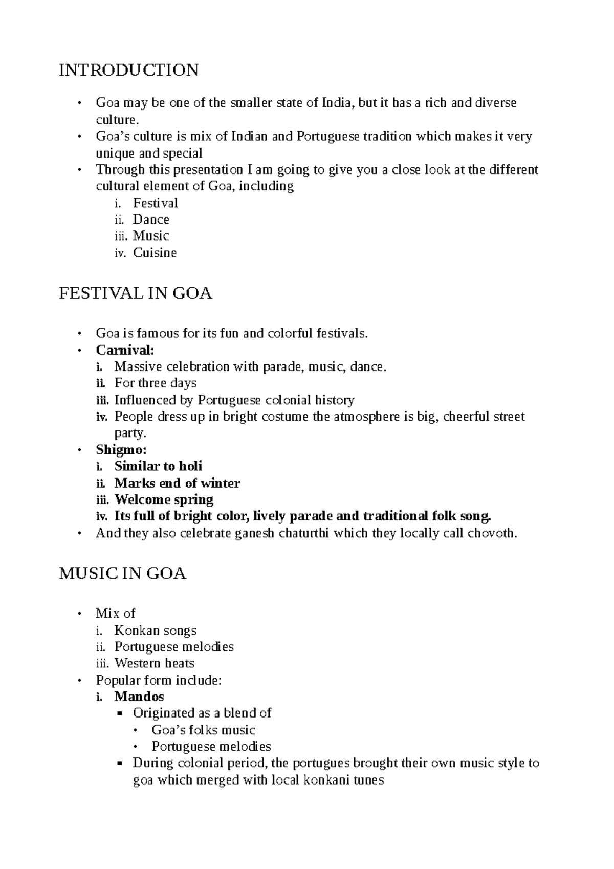 Goa-ppt-script - ppt culture in goa - INTRODUCTION • Goa may be one of ...