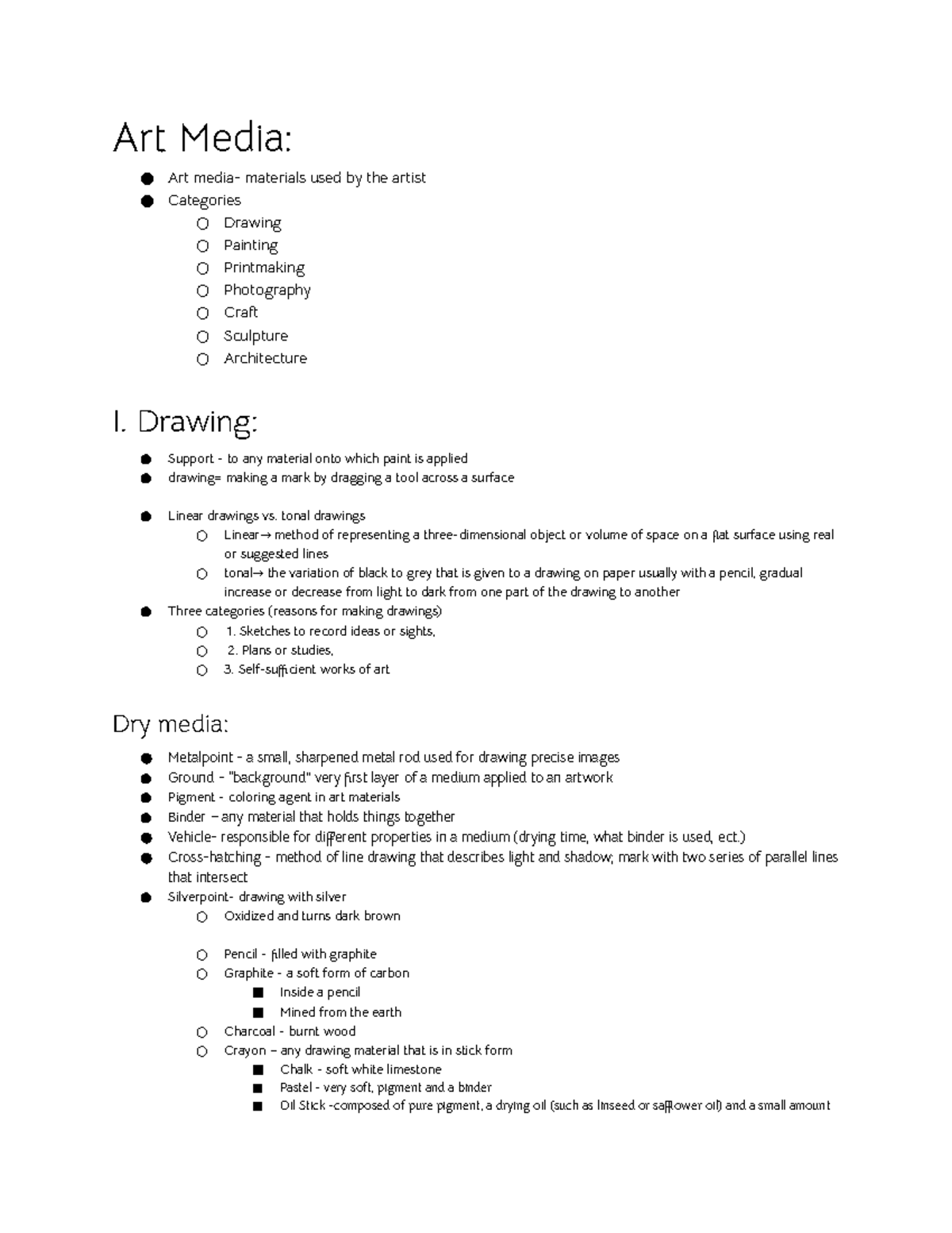 Art Unit 2 - Complete unit notes - Art Media: Art media- materials used ...