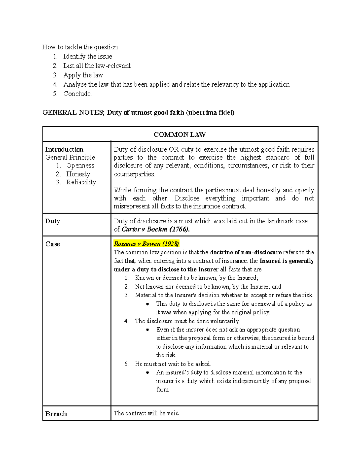 Notes Insurance (TEST) - How to tackle the question 1. Identify the ...