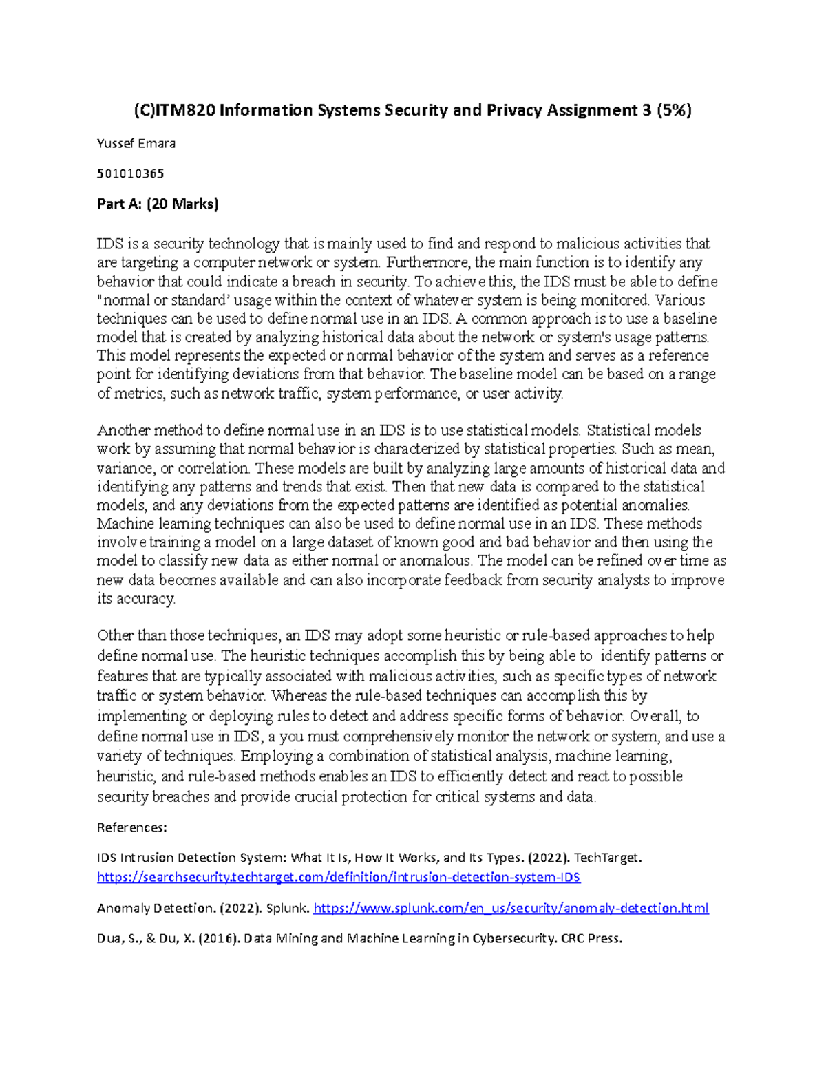 CITM820 Assignment 3 - (C)ITM820 Information Systems Security and ...