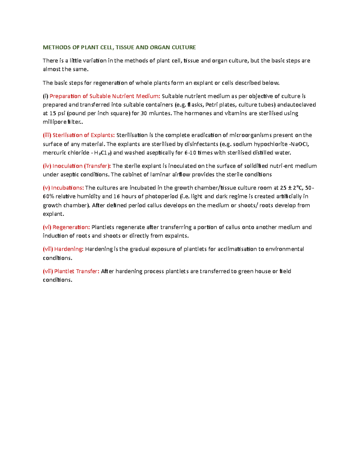 Plant biotechnology - METHODS OF PLANT CELL, TISSUE AND ORGAN CULTURE ...