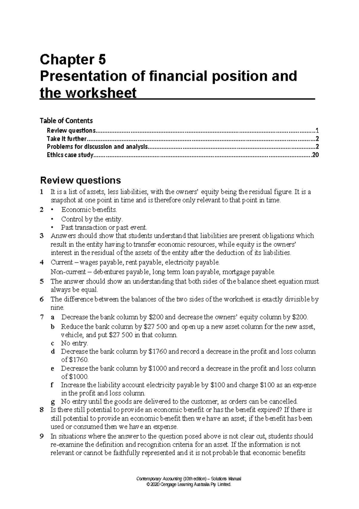 Chapter 5 solutions 2 - Contemporary Accounting (10th edition ...