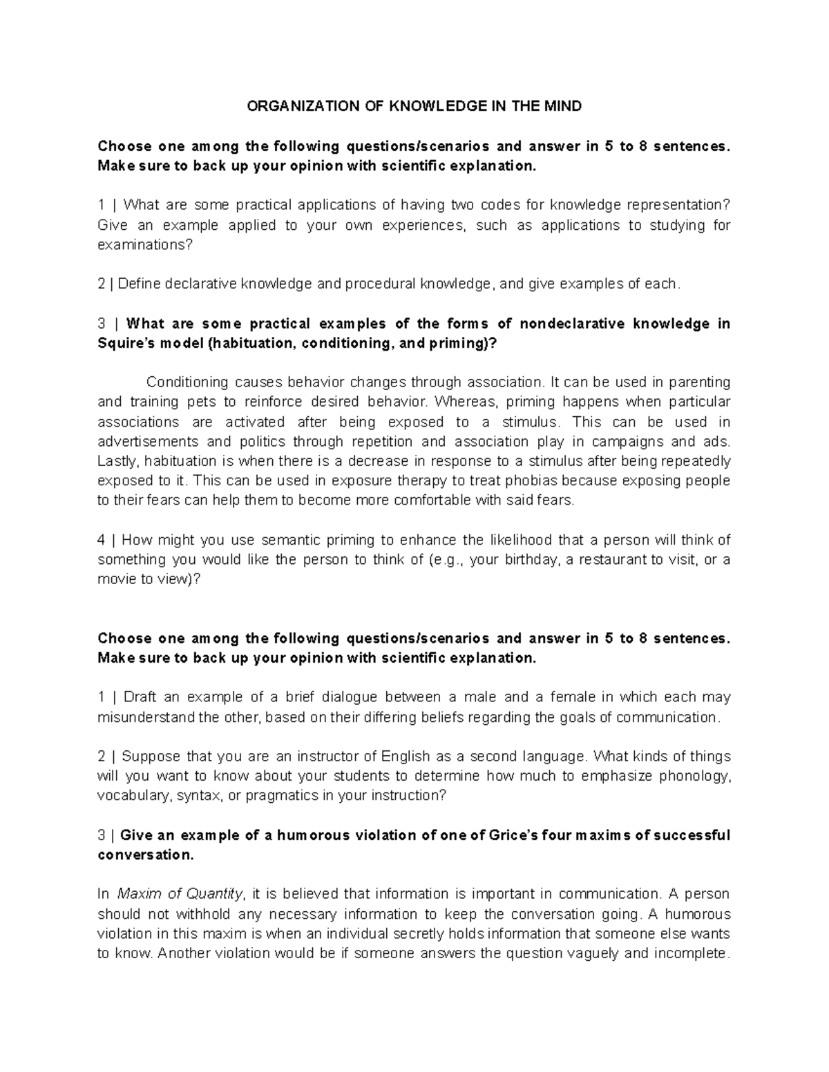 Think Tank - Organization of Knowledge in the Mind - ORGANIZATION OF ...