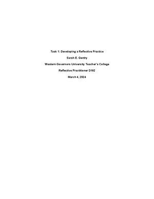 Task 2 Collecting and Analyzing Data - Gentry Western Governors University Teachers College ...