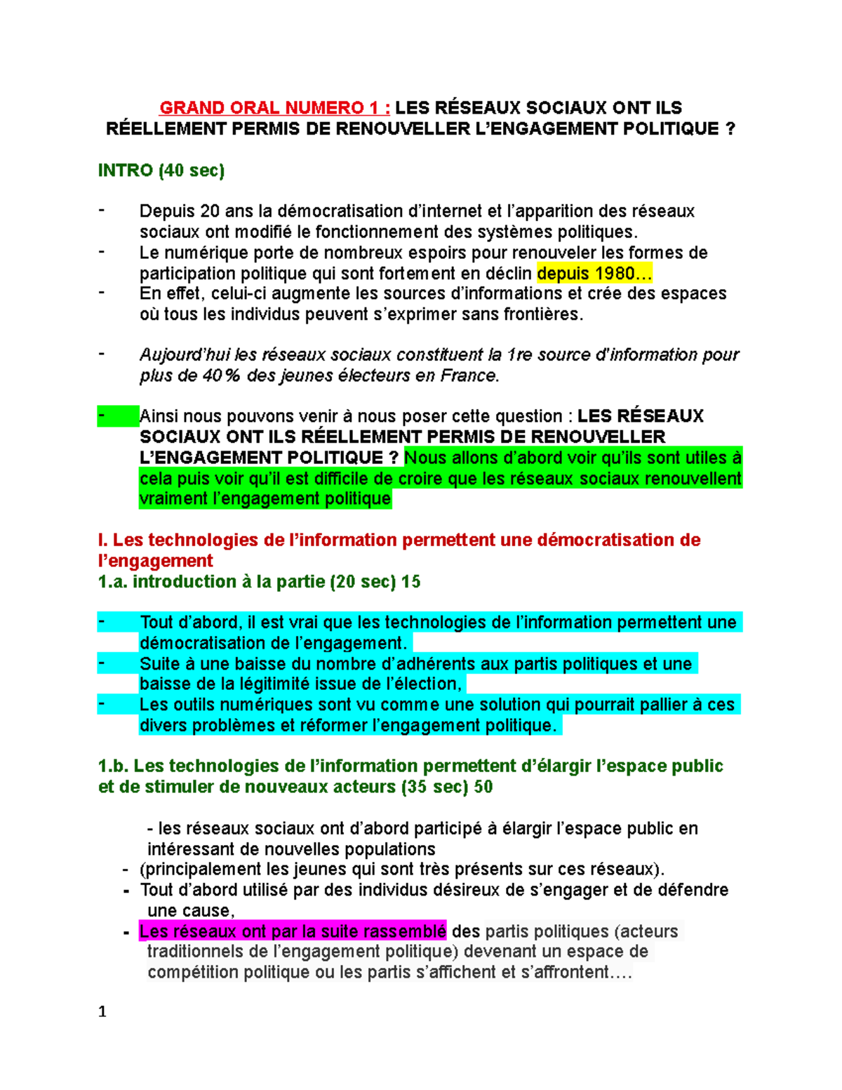 Grand ORAL SES LES RESEAUX SOCIAUX - GRAND ORAL NUMERO 1 : LES RÉSEAUX ...