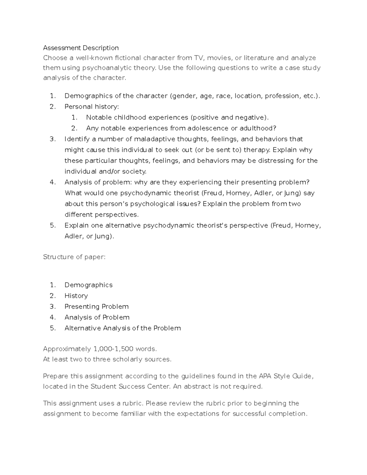 Assignment instructions-full assignment instructions apa - Assessment ...