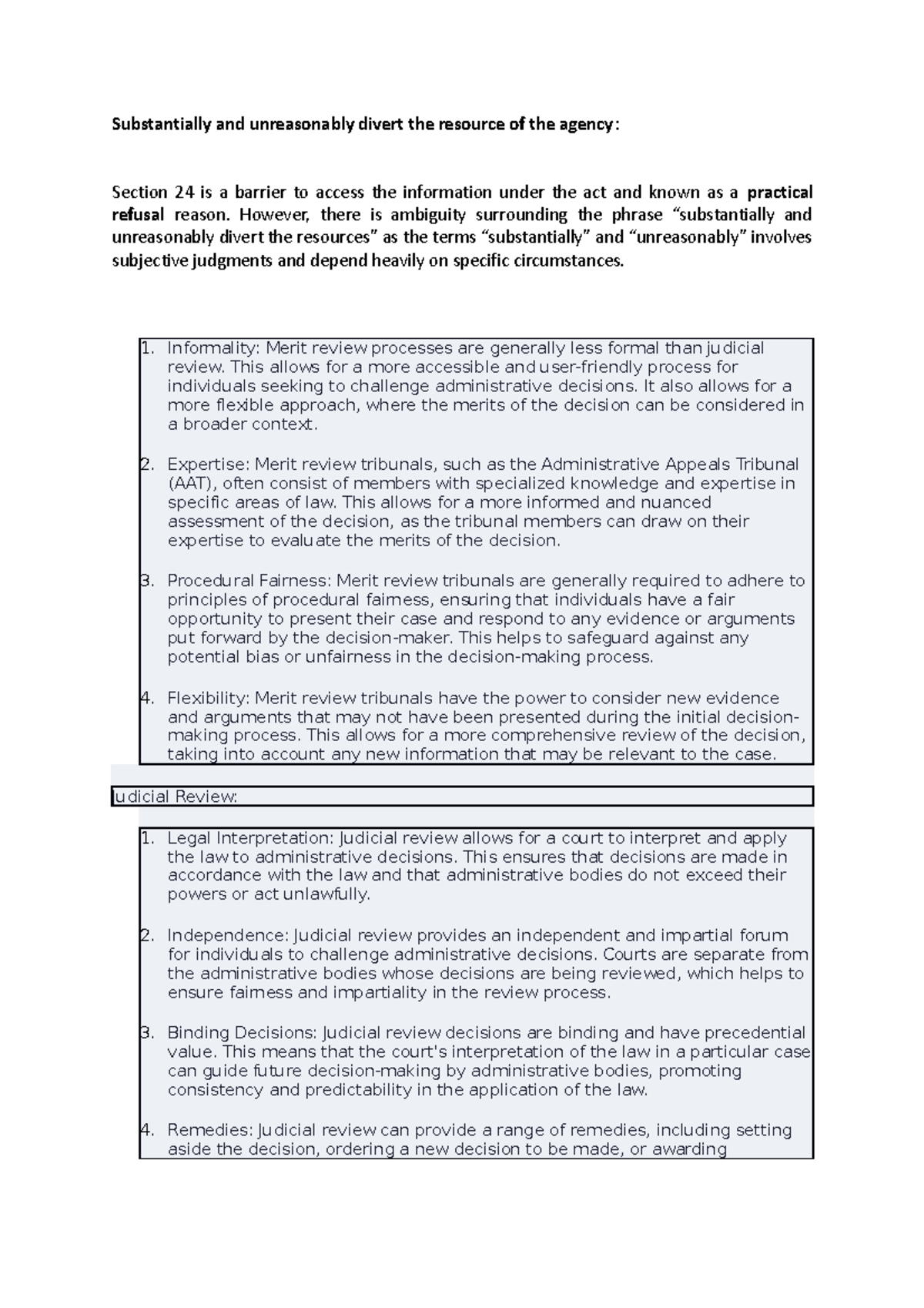 Draft answers - Assignments - Substantially and unreasonably divert the ...