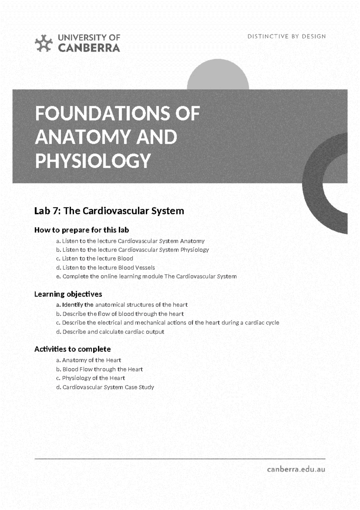 7. The Cardiovascular System - Lab 7: The Cardiovascular System How to ...
