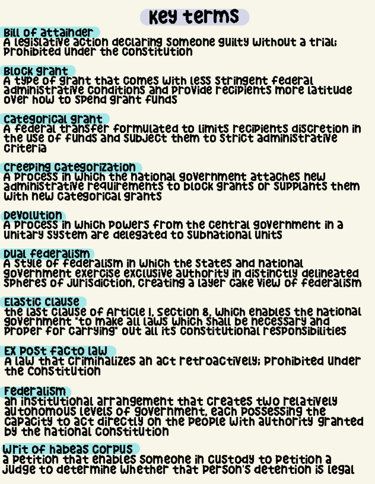 Chapter 3 - American Federalism Review - Key terms Bill of attainder A ...