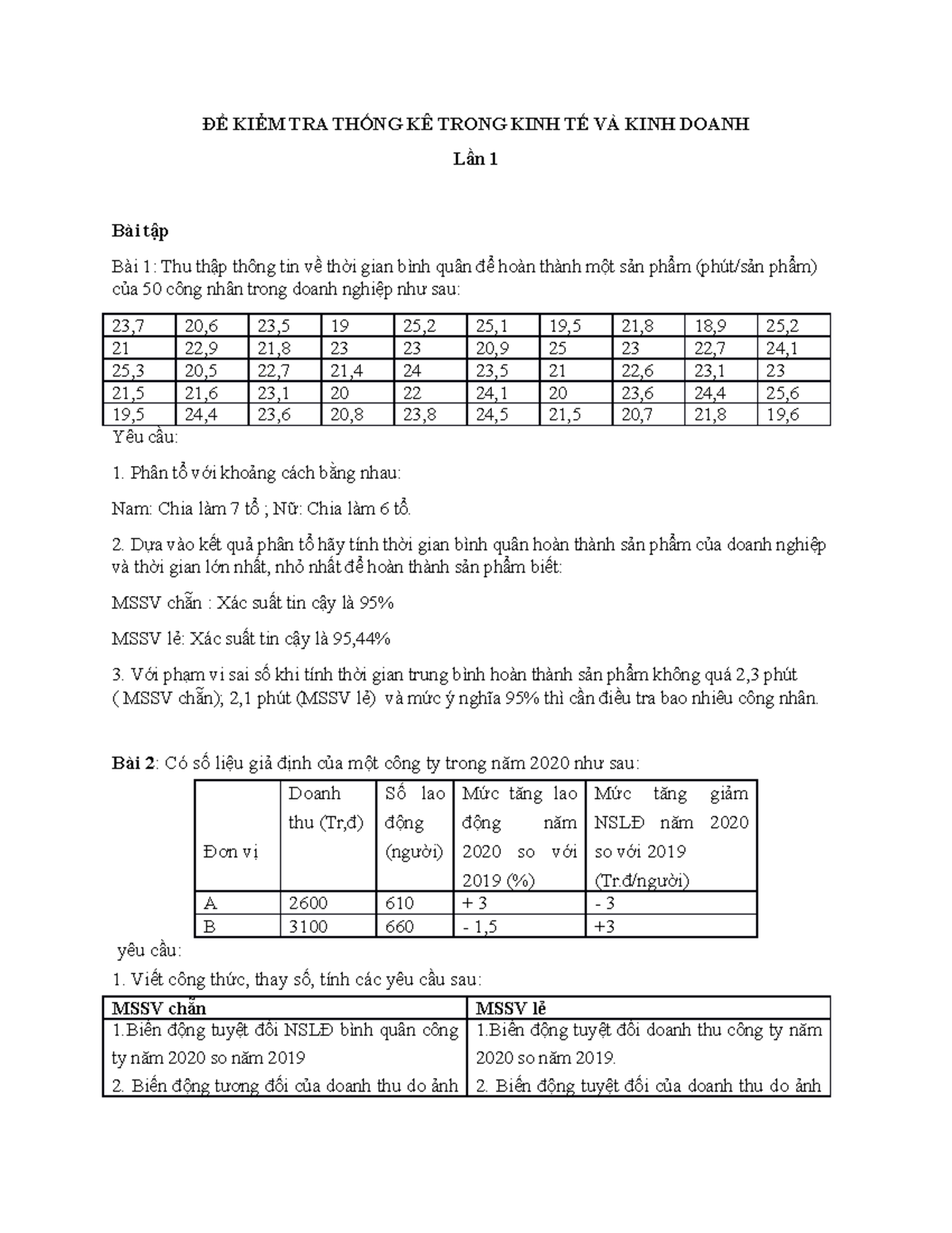 KT.KT KD L1 - Phân tổ thống kê là căn cứ vào một hay một số tiêu thức (đặc trưng) nào đó để ...