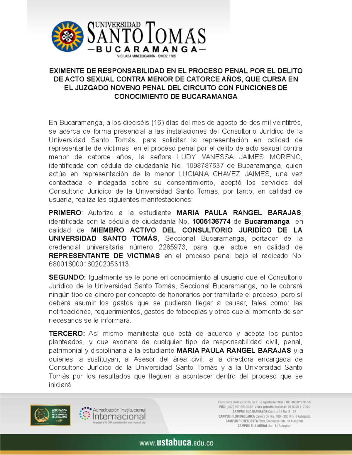 Eximente DE Responsabilidad EN EL Proceso Penal - EXIMENTE DE ...