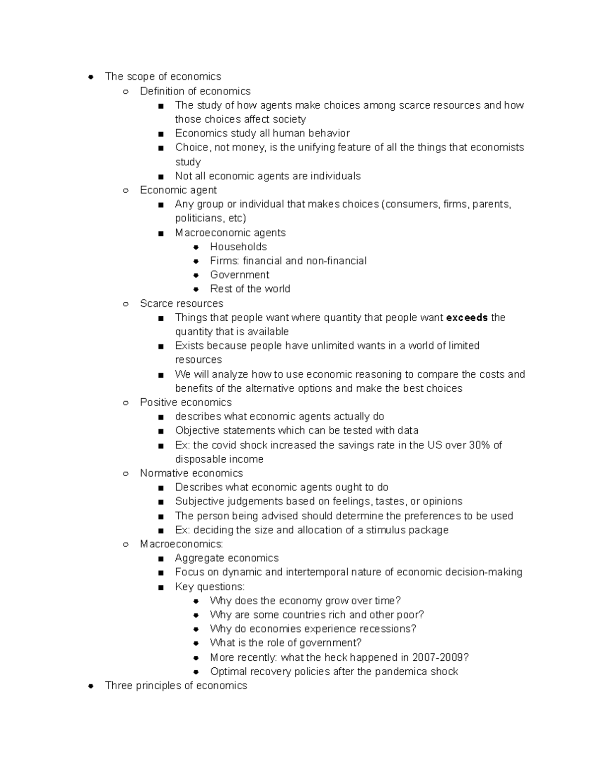 Chapter 1 notes - the scope of economics, principles of economics ...