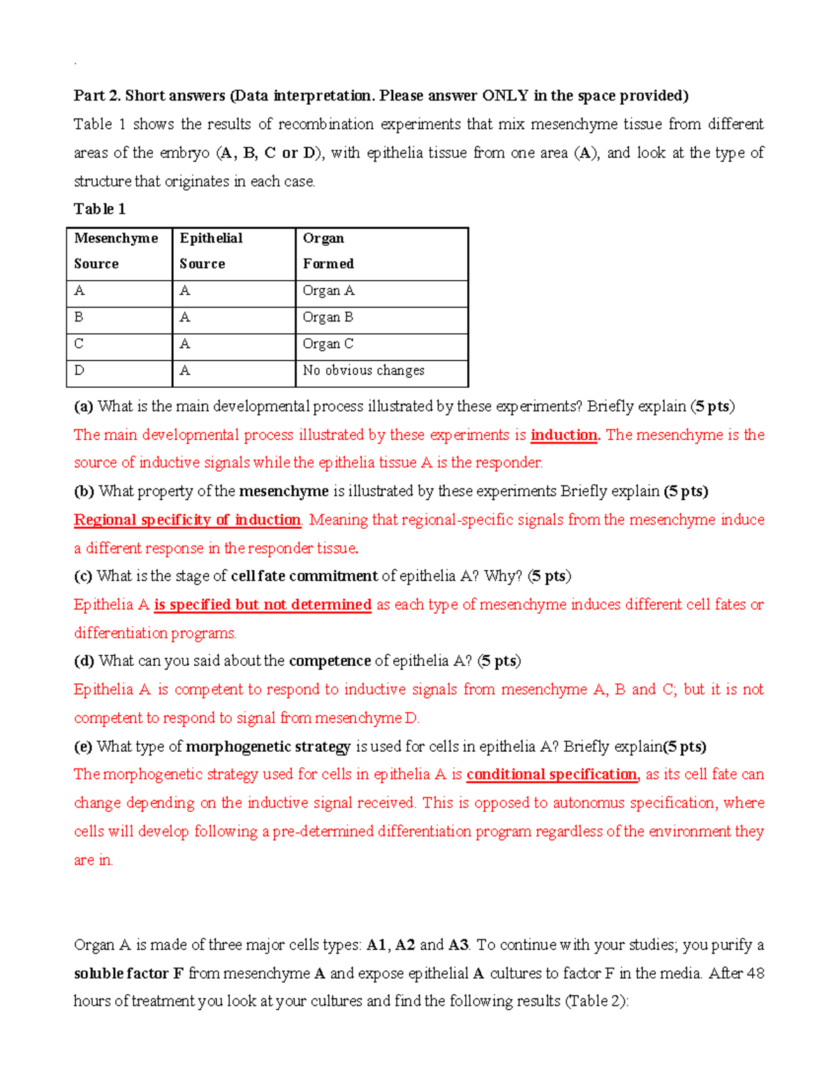 Key Exam #1 (Part2&4) - . Part 2. Short answers (Data interpretation ...