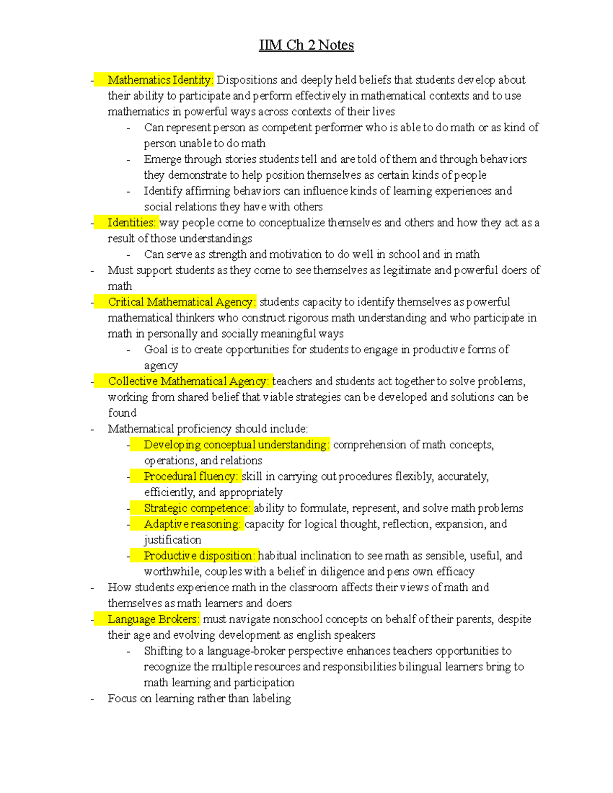 IIM Ch 2 Notes - Dr Hillman - IIM Ch 2 Notes Mathematics Identity ...
