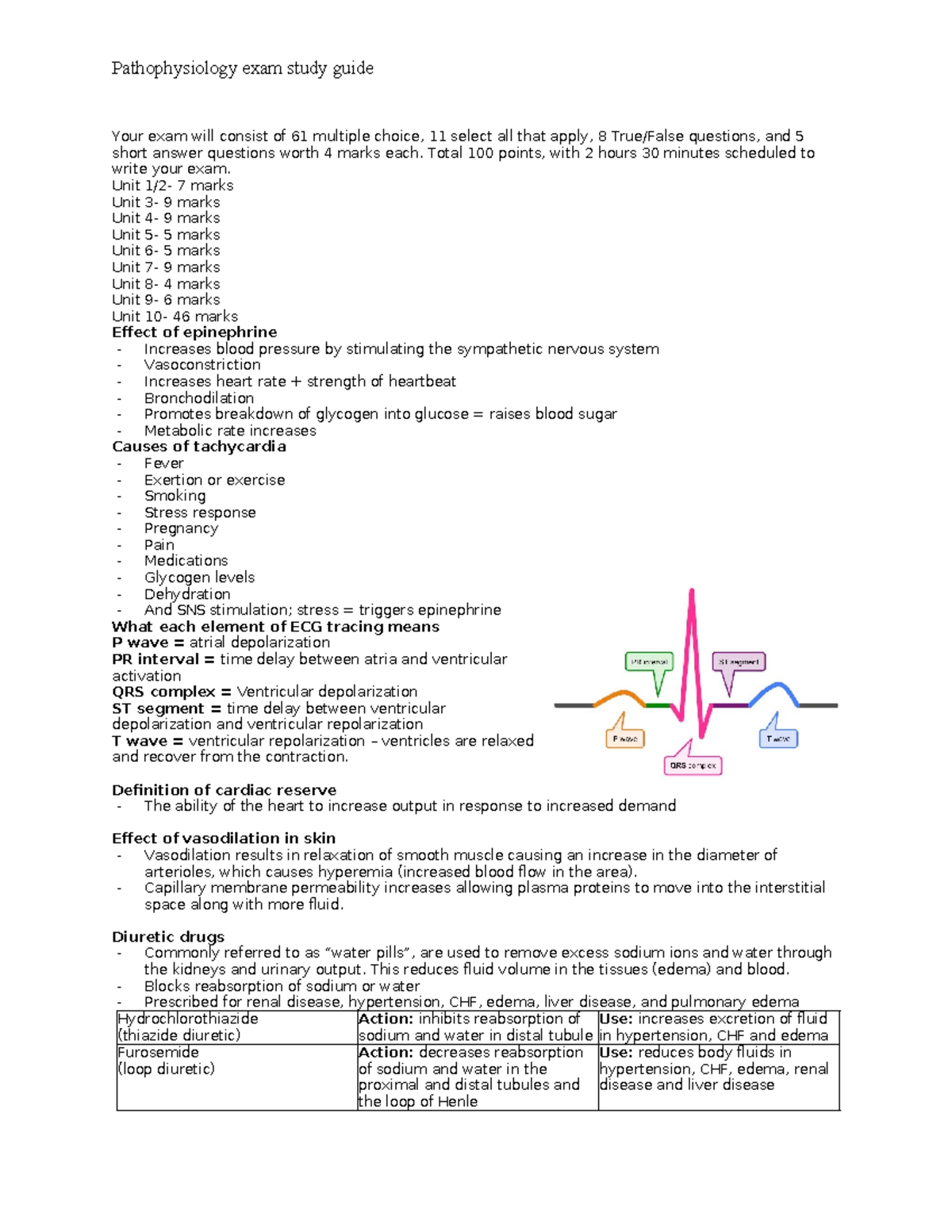 Pathophysiology - Your exam will consist of 61 multiple choice, 11 ...
