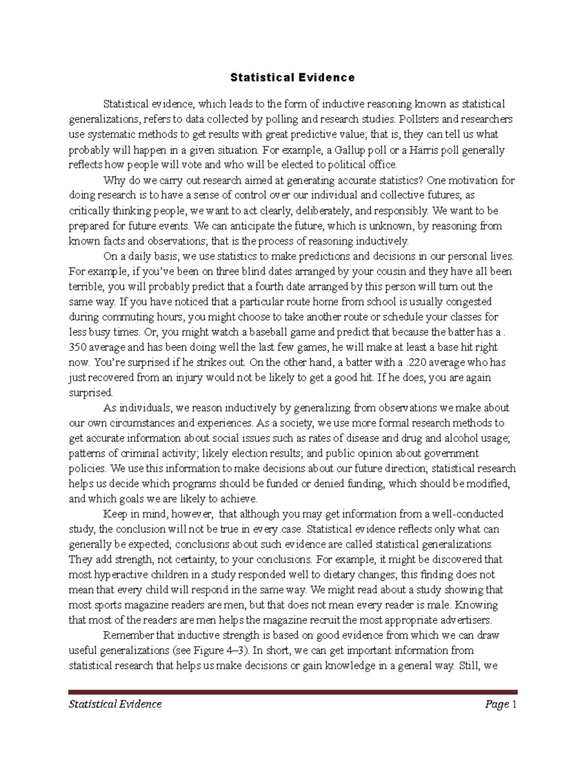 5-Statistical Evidence - Statistical Evidence Statistical evidence ...