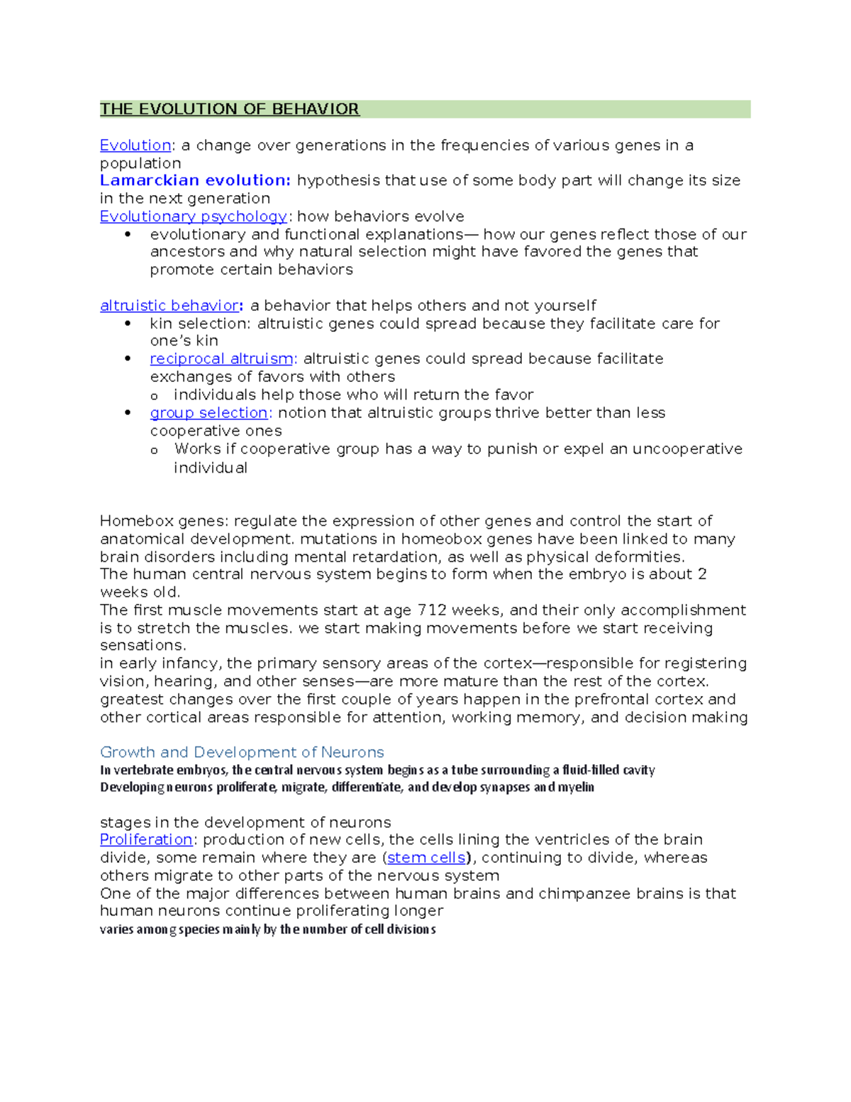 THE Evolution OF Behavior - THE EVOLUTION OF BEHAVIOR Evolution: a ...