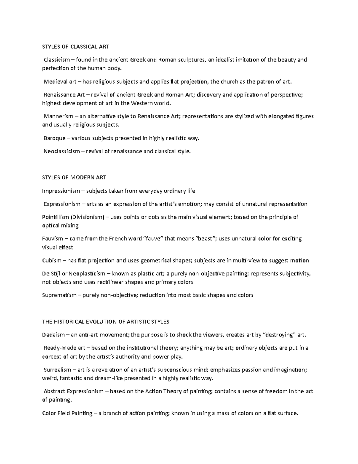 Styles OF Classical ART - STYLES OF CLASSICAL ART Classicism – found in ...