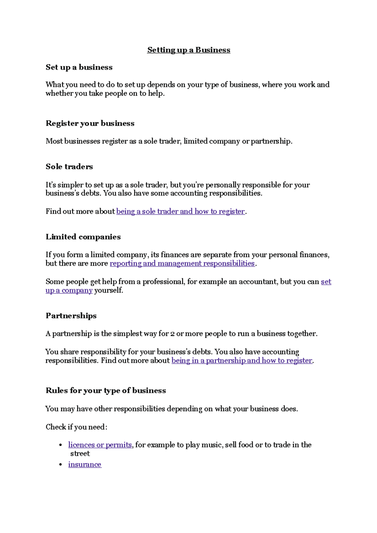 Setting up a Business - Gov Guidance - Setting up a Business Set up a ...