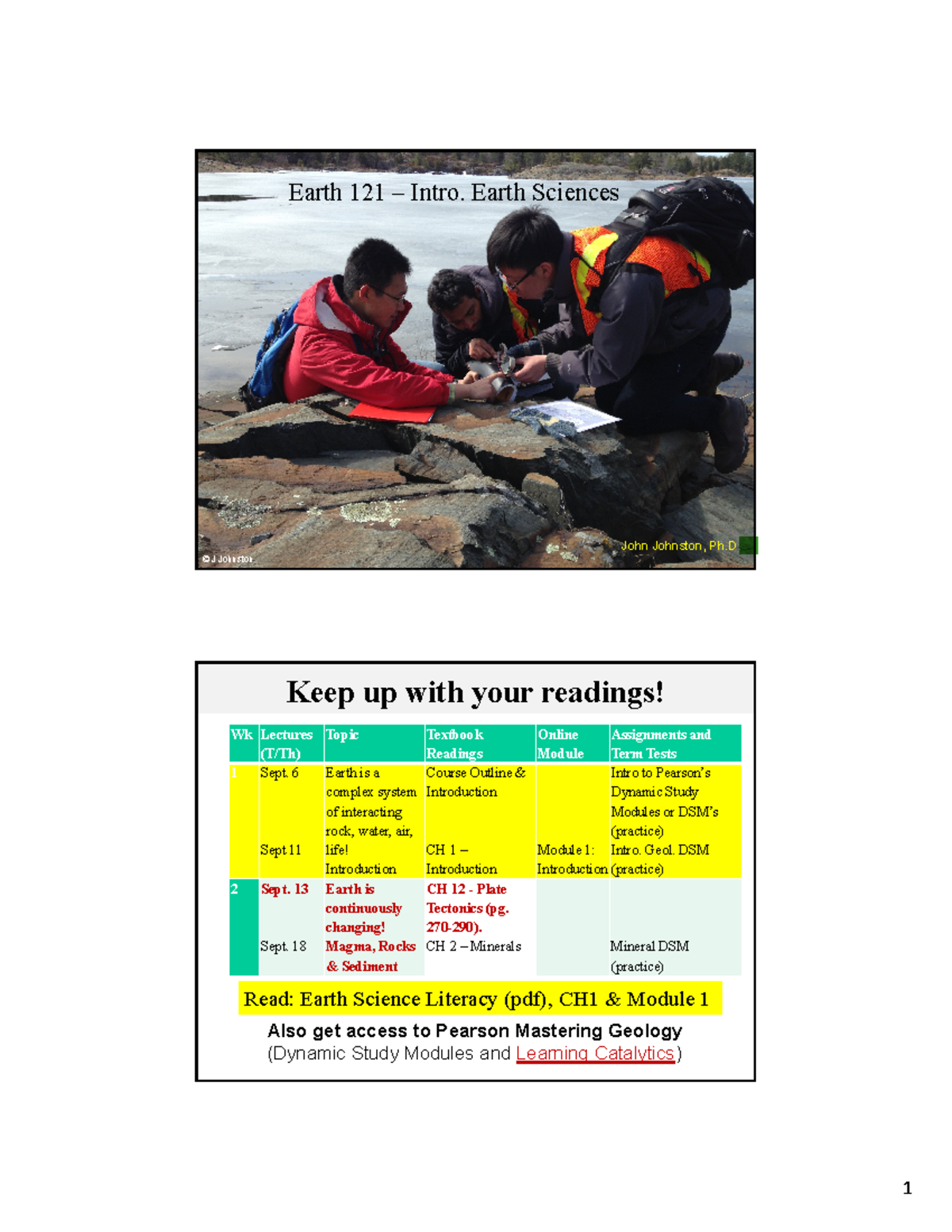 03 Earth 121 Plate Tectonics 2 slides per page - Earth 121 – Intro ...