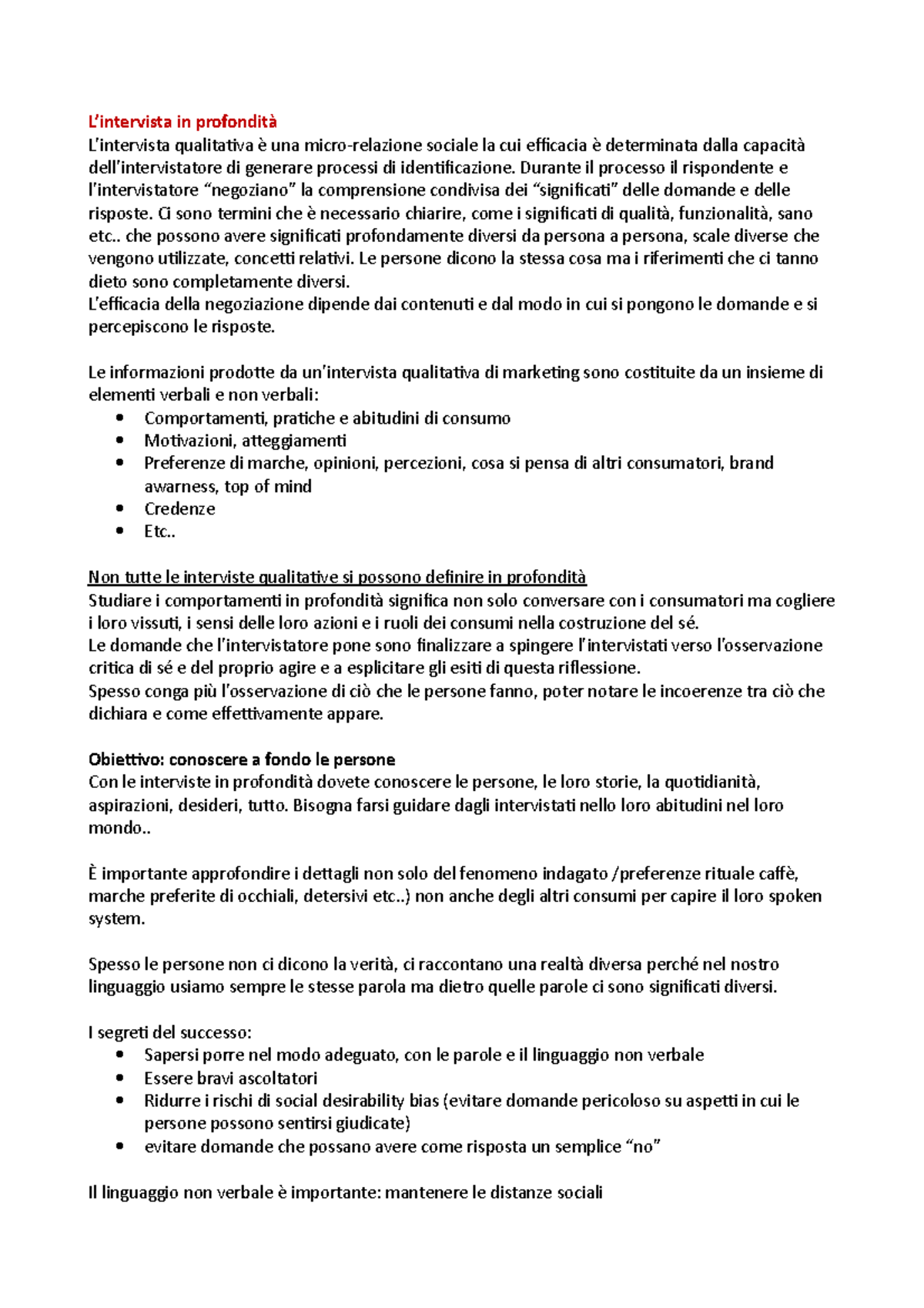 L'intervista in profondità - L’intervista in profondità L’intervista ...