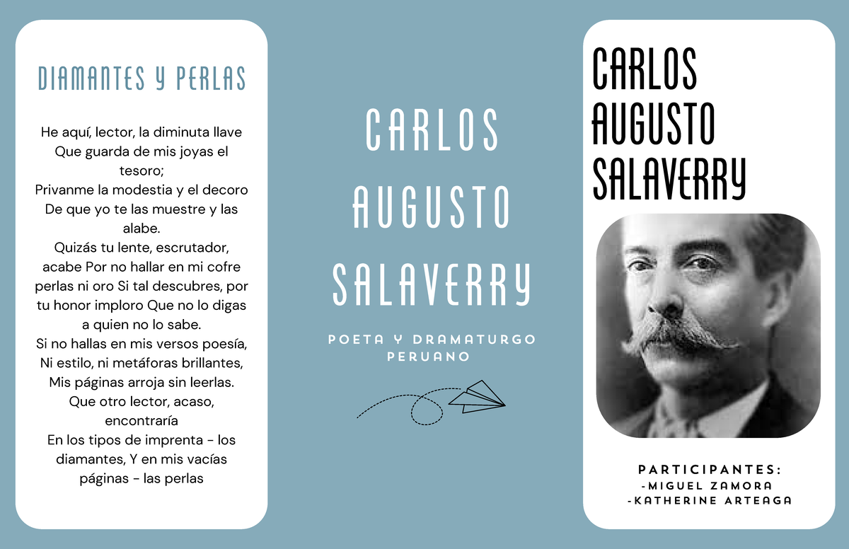 Carlos Augusto Salaverry - Folleto - CARLOS AUGUSTO SALAVERRY p o e t a ...