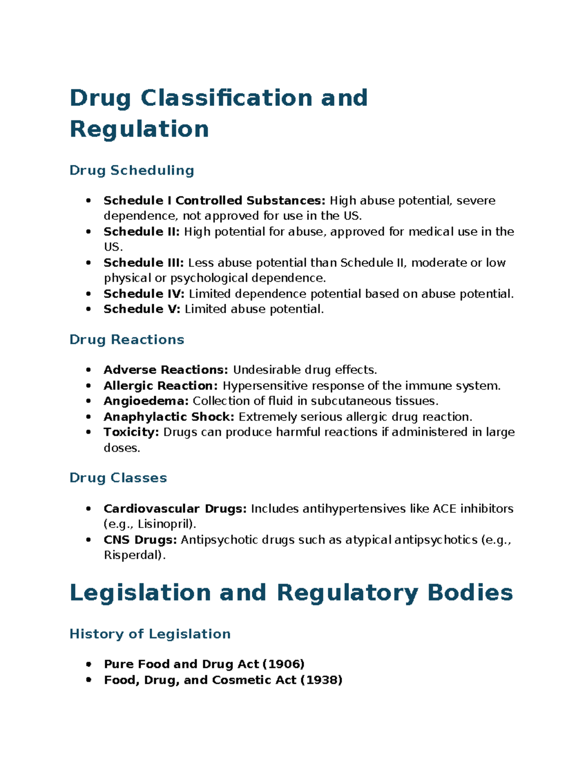 Drug Classification and Regulation - Drug Classification and Regulation ...