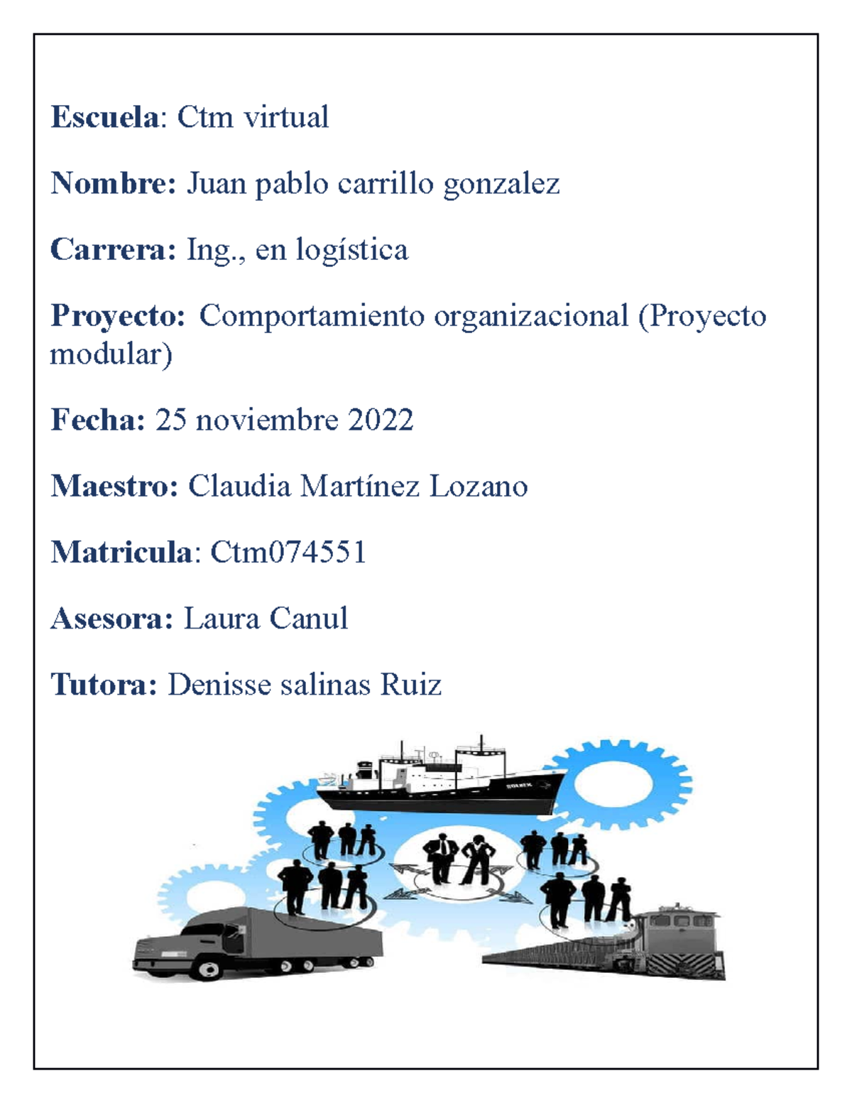 Comportamiento organizacional Proyecto Modular - Escuela: Ctm virtual ...