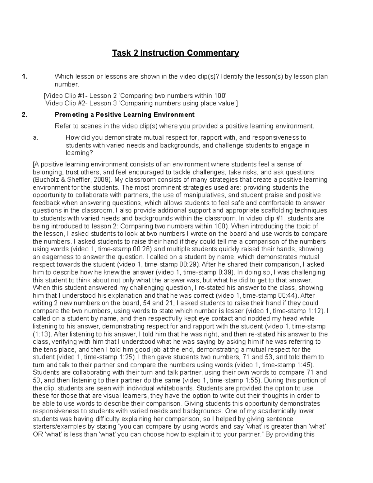 Task 2 Instruction Commentary - Task 2 Instruction Commentary 1. Which lesson or lessons are ...