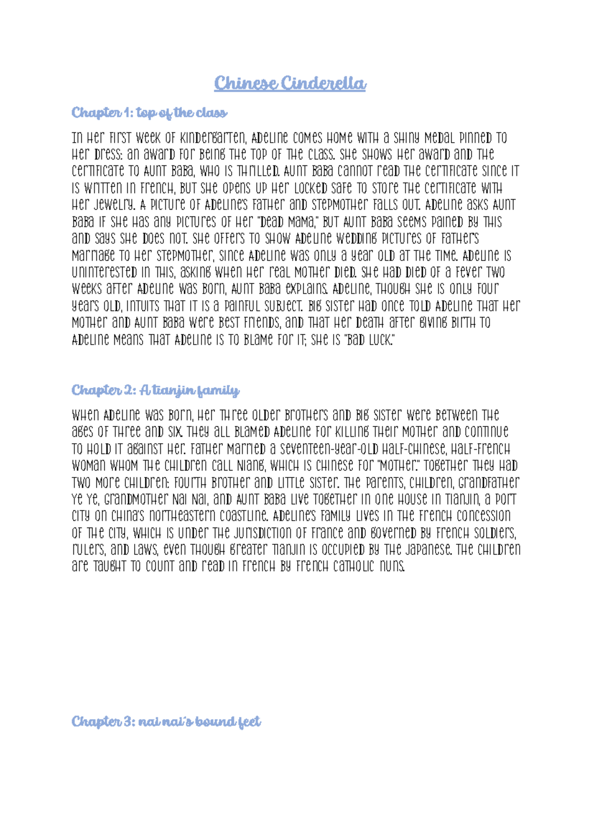 Chinese Cinderella - Chinese Cinderella Chapter 1: top of the class In ...