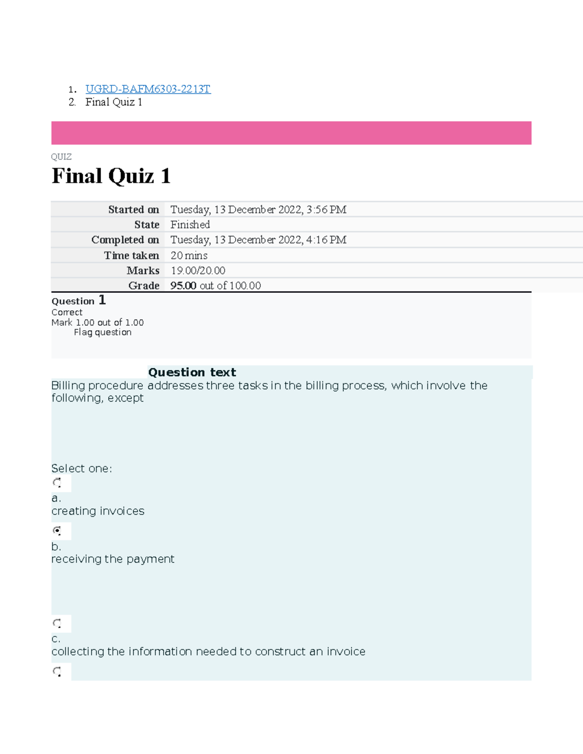 BAFM 6303 Credit and Collection Finals - 1. UGRD-BAFM6303-2213T Final ...